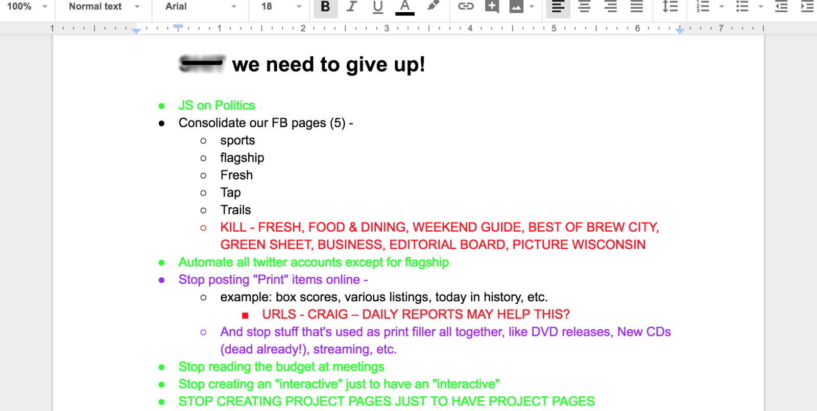 How the Milwaukee Journal Sentinel focused on prioritizing with a "Stop ...